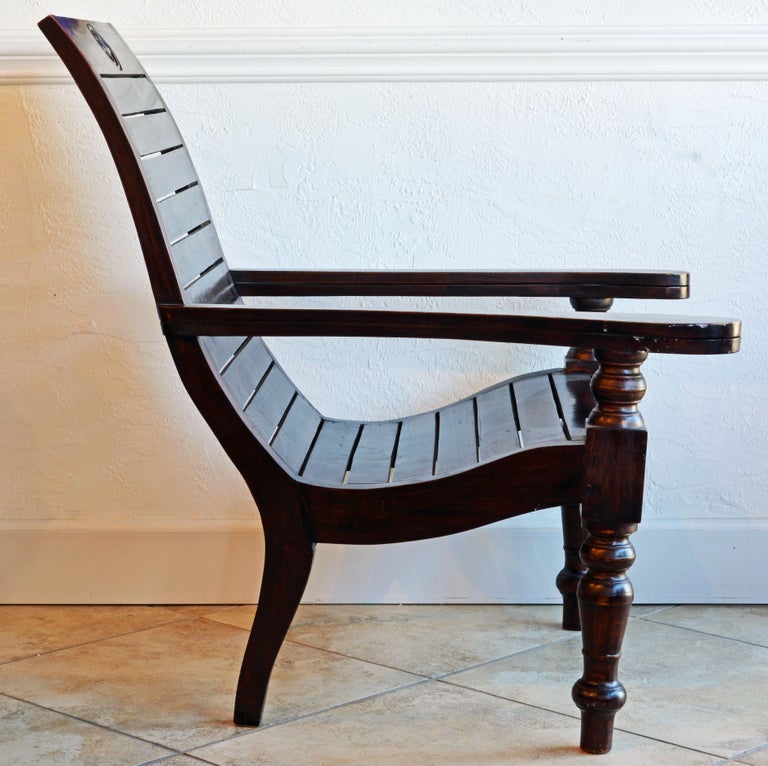 20th Century Colonial Style Hardwood Slat Seat Planters Chair at 1stDibs