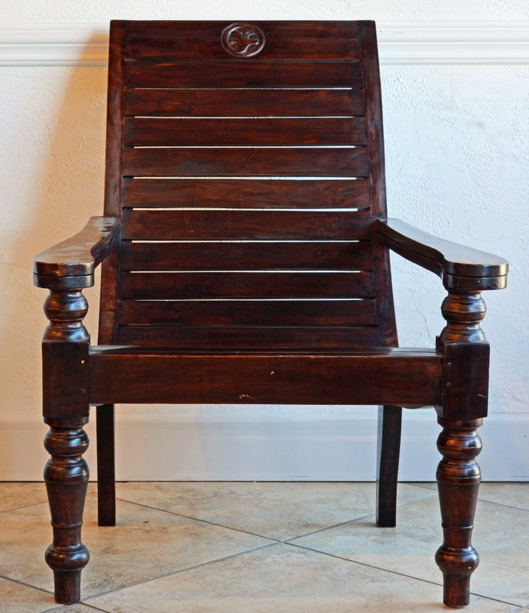 20th Century Colonial Style Hardwood Slat Seat Planters Chair at 1stDibs