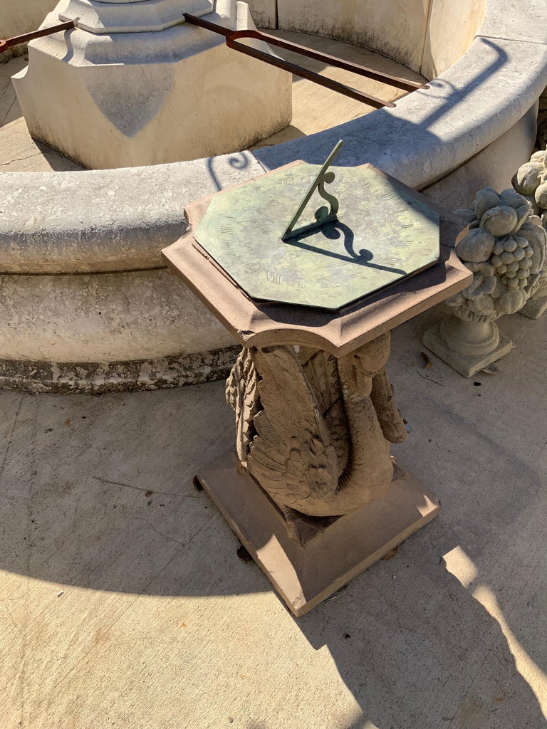 20th Century Concrete/Bronze Swan Sundial For Sale at 1stDibs