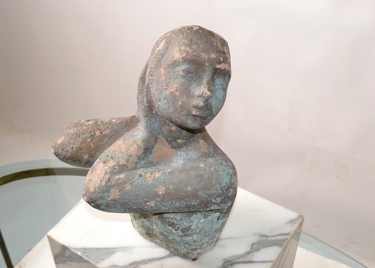 20th Century Concrete Lady Bust Attributed to Chuck Dodson Mounted ...