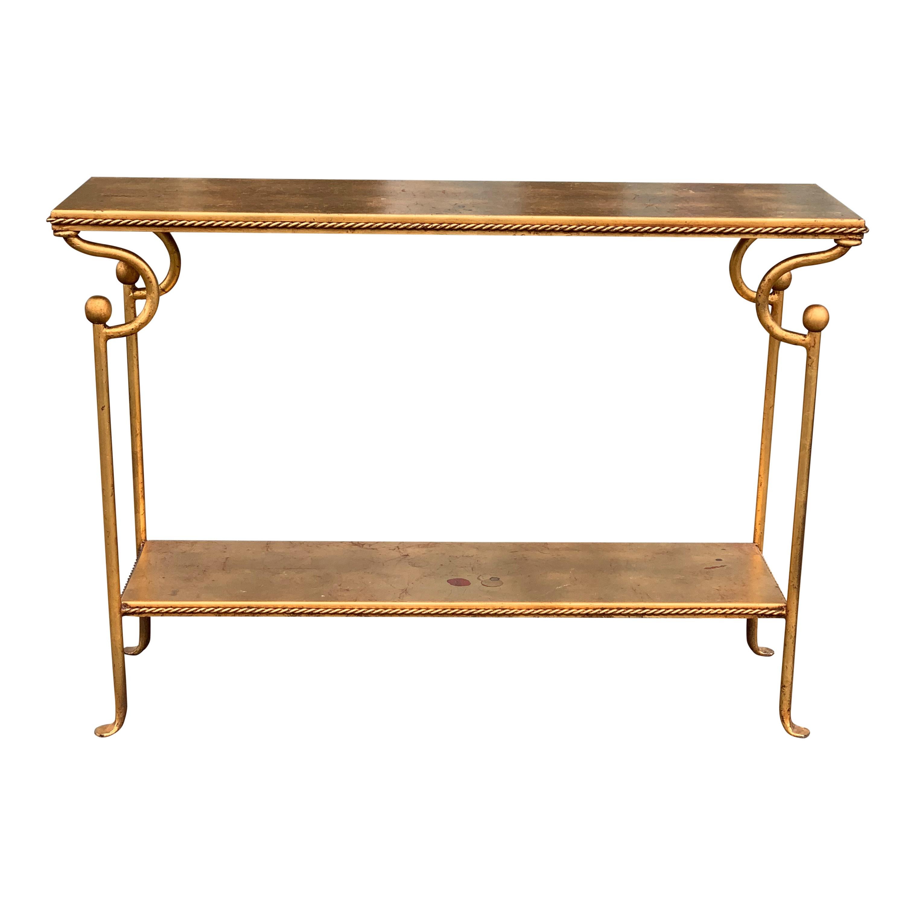 20th Century Console Table Lined with Gold Leaf For Sale at 1stDibs