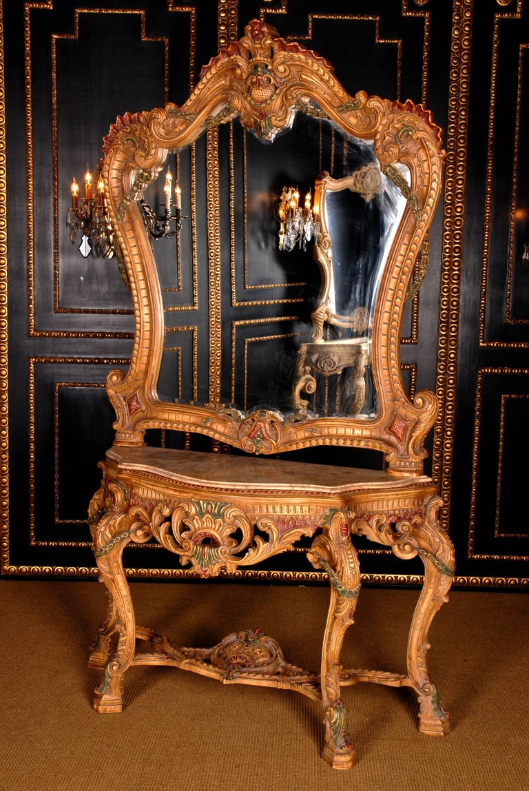 20th Century Console with Mirror in Louis Quinze Style For Sale at 1stDibs