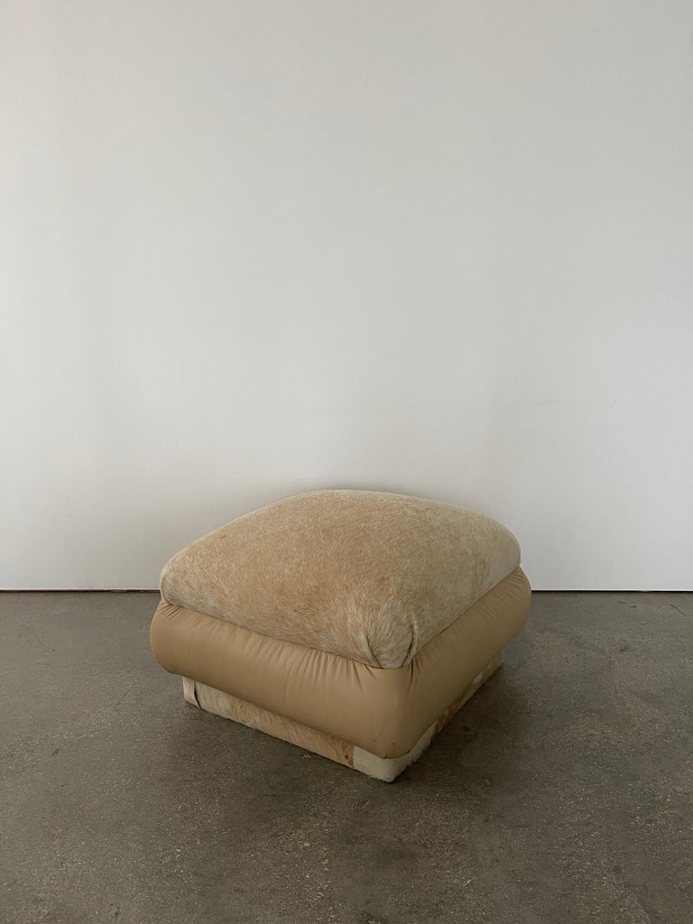 20th Century Cowhide and Cream Leather Ottoman Pouf at 1stDibs
