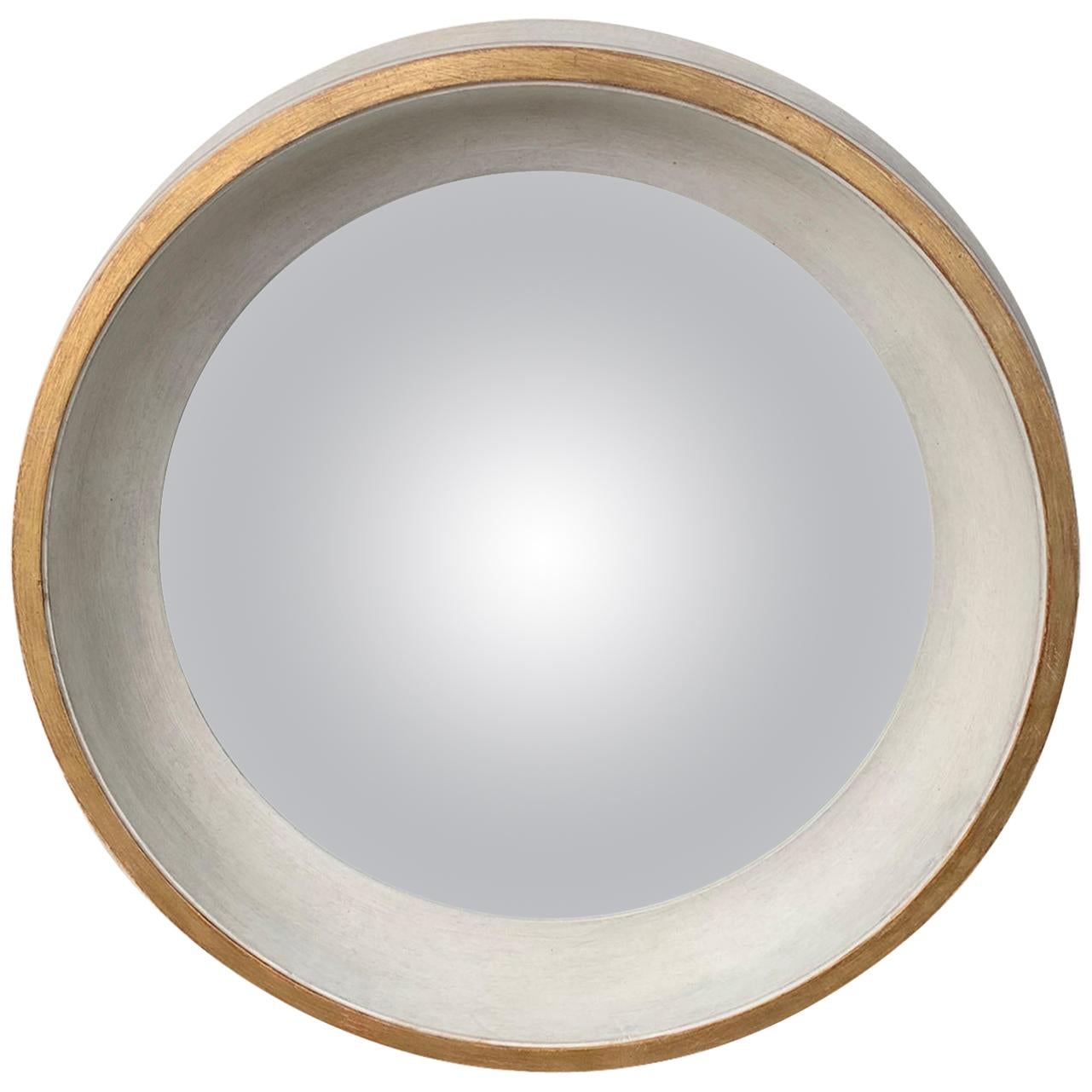 20th Century Custom Painted White and Gold Round Convex Mirror at ...