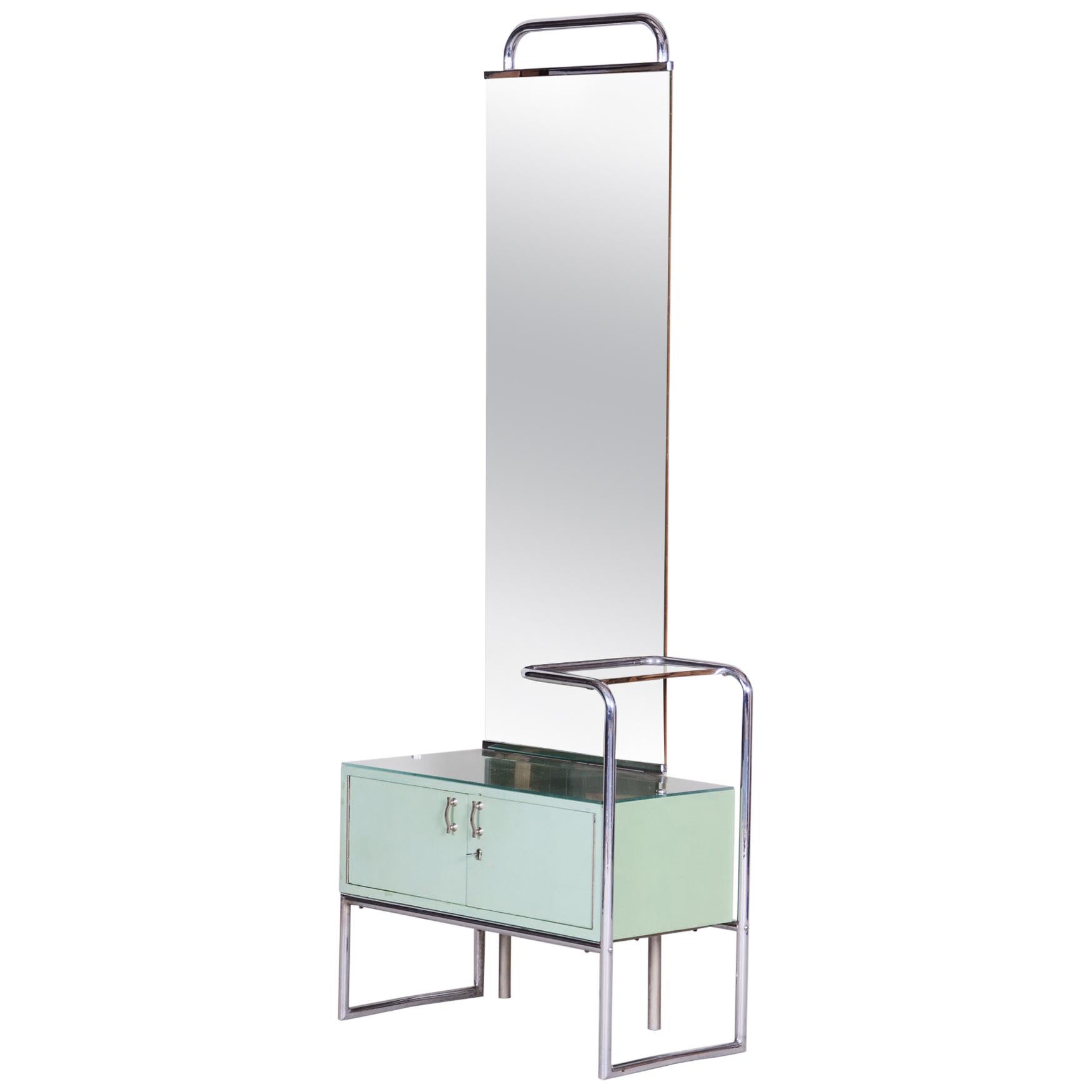 20th Century Czech Chrome Green Bauhaus Dressing Mirror, Hynek Gottwald ...