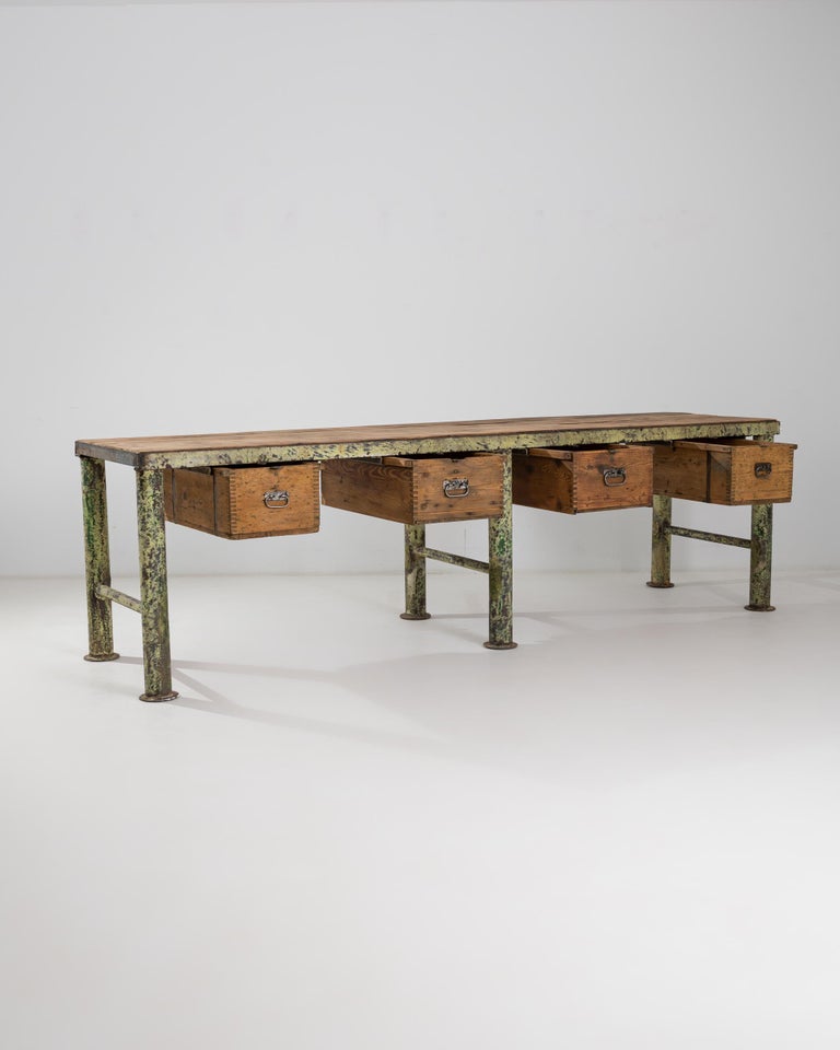 20th Century Czech Industrial Metal Work Table For Sale at 1stDibs