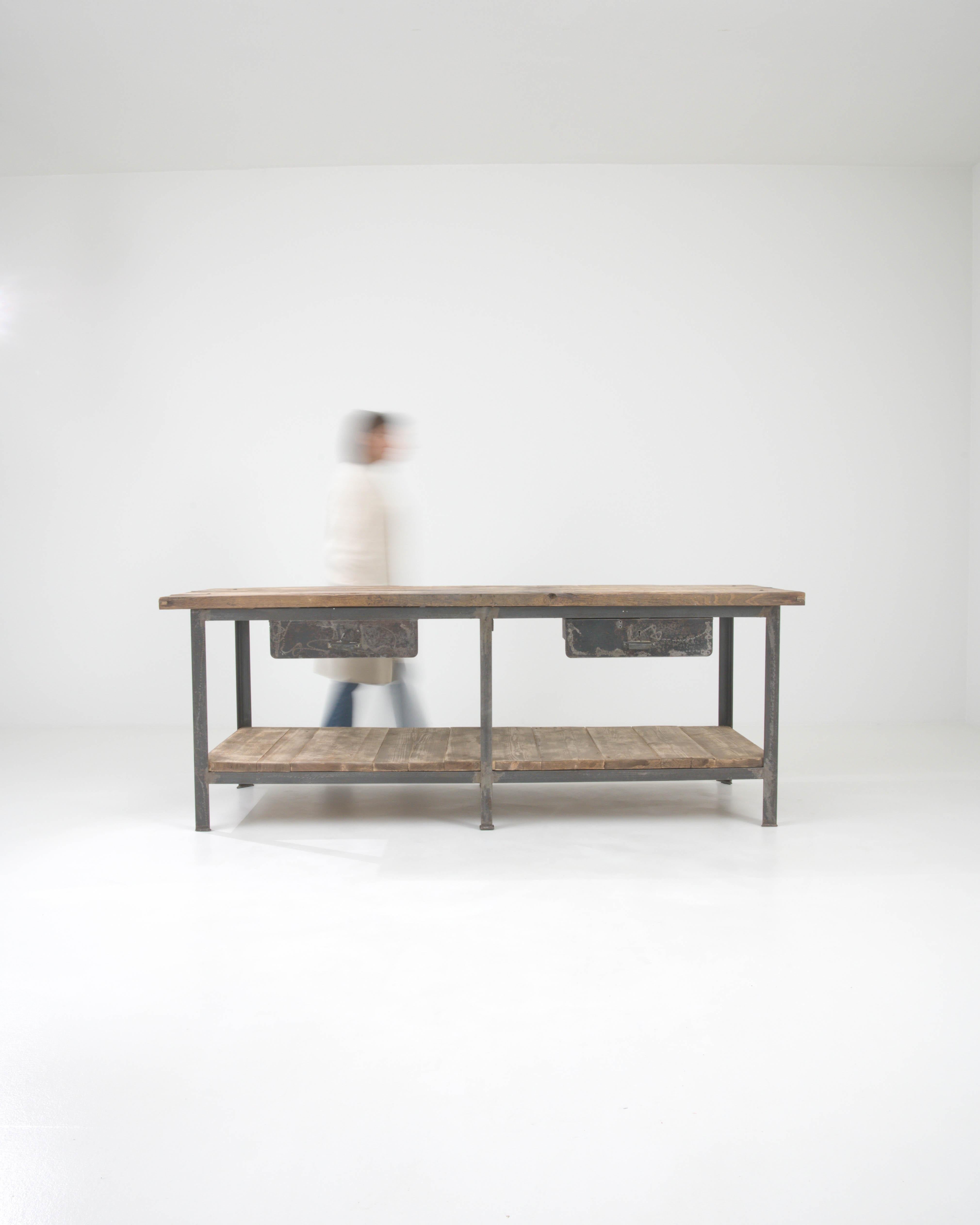 20th Century Czech Metal and Wooden Work Table at 1stDibs