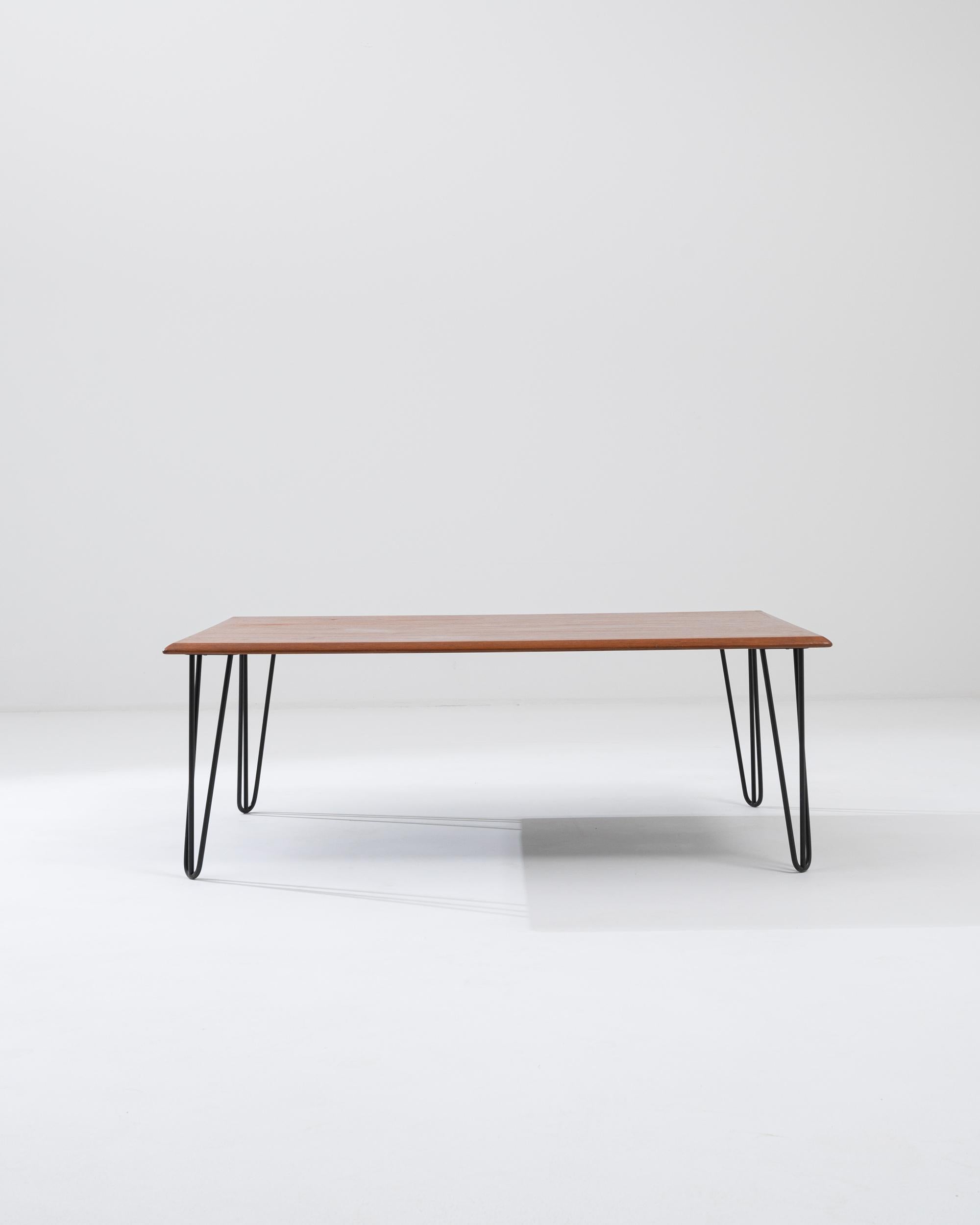 20th Century Danish Metal and Wooden Coffee Table For Sale at 1stDibs