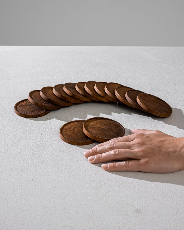 20th Century Danish Teak Coasters, Set of Fourteen For Sale at 1stDibs