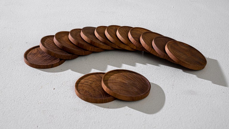 20th Century Danish Teak Coasters, Set of Fourteen For Sale at 1stDibs
