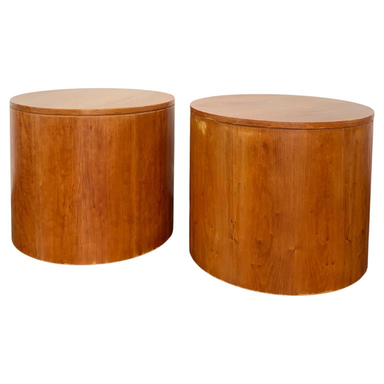 20th Century Danish Teak Cylinder End Tables For Sale at 1stDibs