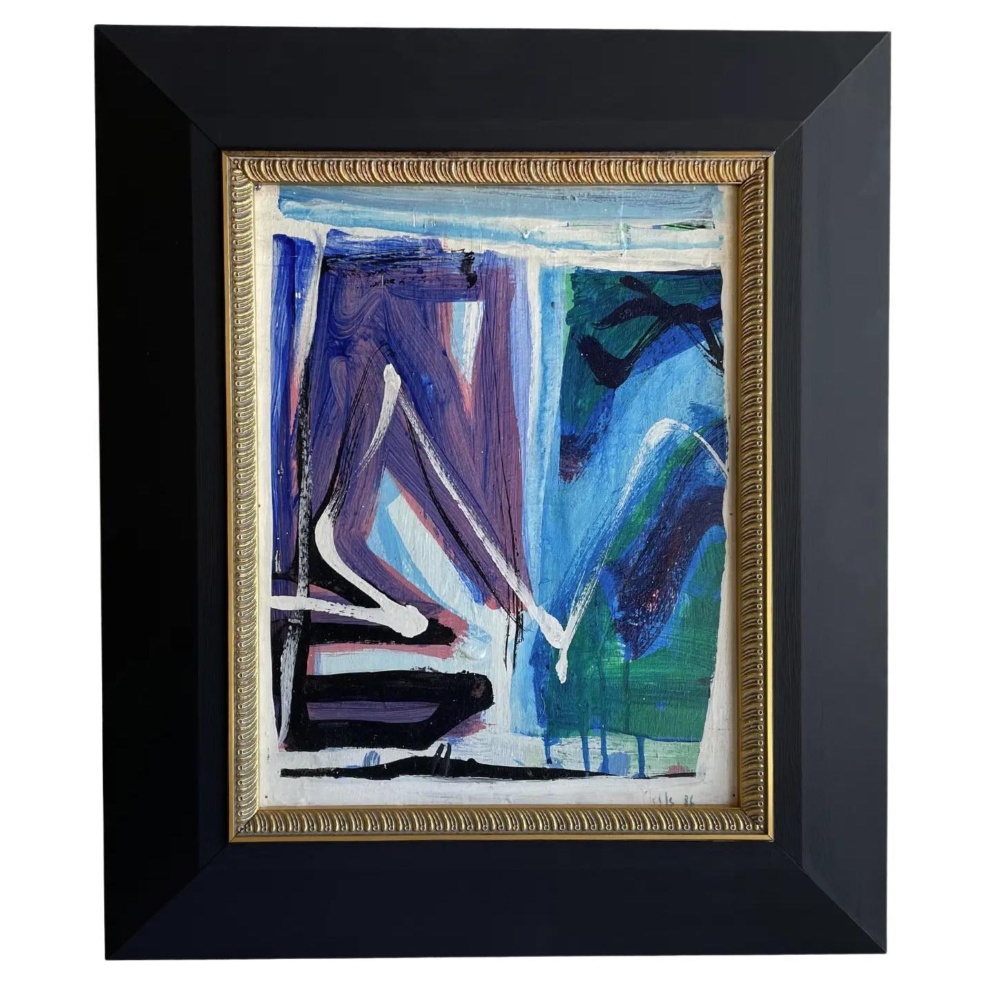20th Century Dark-Blue Abstract Interior, French Painting by Daniel ...
