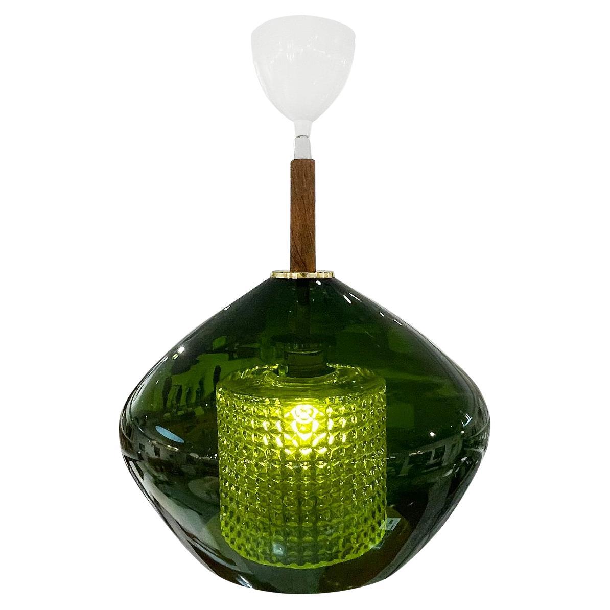 20th Century Dark-Green Swedish Orrefors Small Ceiling Light by Carl ...