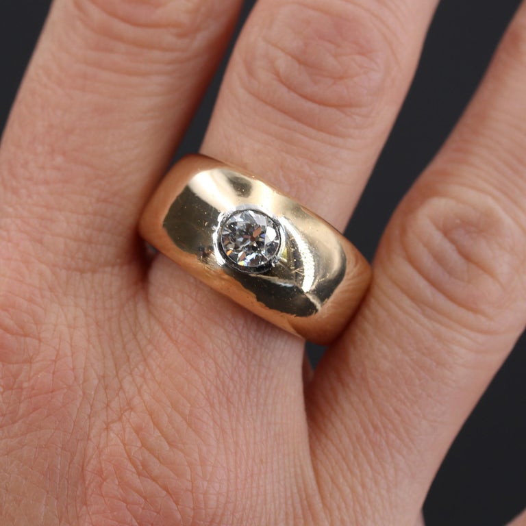 20th Century Diamond 18 Karat Yellow Gold Large Bangle Ring For Sale at ...