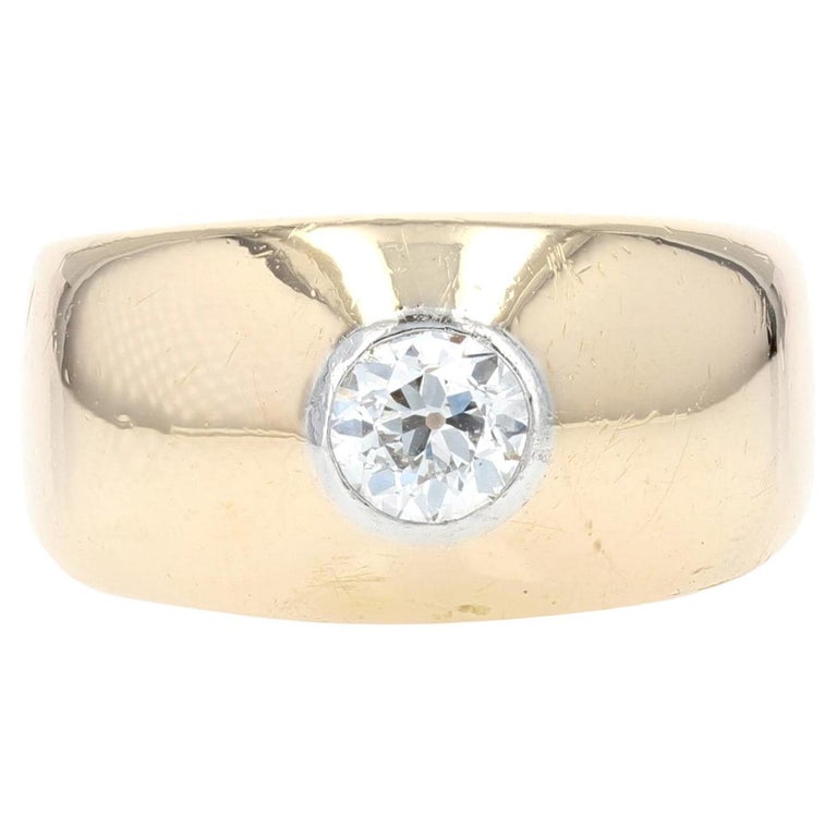 20th Century Diamond 18 Karat Yellow Gold Large Bangle Ring For Sale at ...