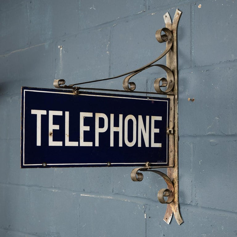 20th Century Double Sided Enamelled "Telephone" Sign, c.1930 at 1stDibs