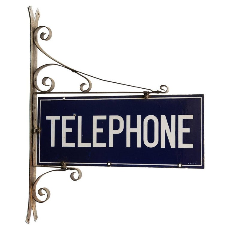 20th Century Double Sided Enamelled "Telephone" Sign, c.1930 at 1stDibs