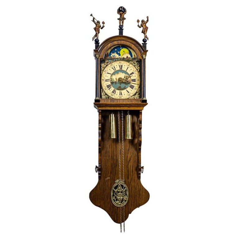 20th Century Dutch Wall Clock Stylized as Staarta in Brown Oak Case at ...