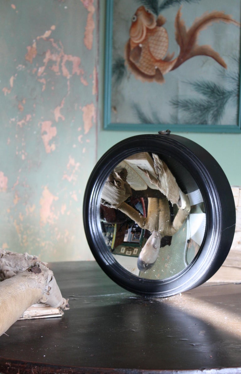 20th Century Ebonized Circular Concave Distortion Mirror at 1stDibs