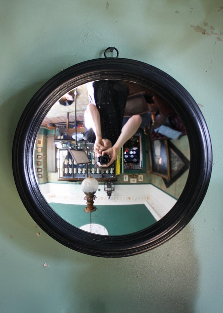 20th Century Ebonized Circular Concave Distortion Mirror at 1stDibs
