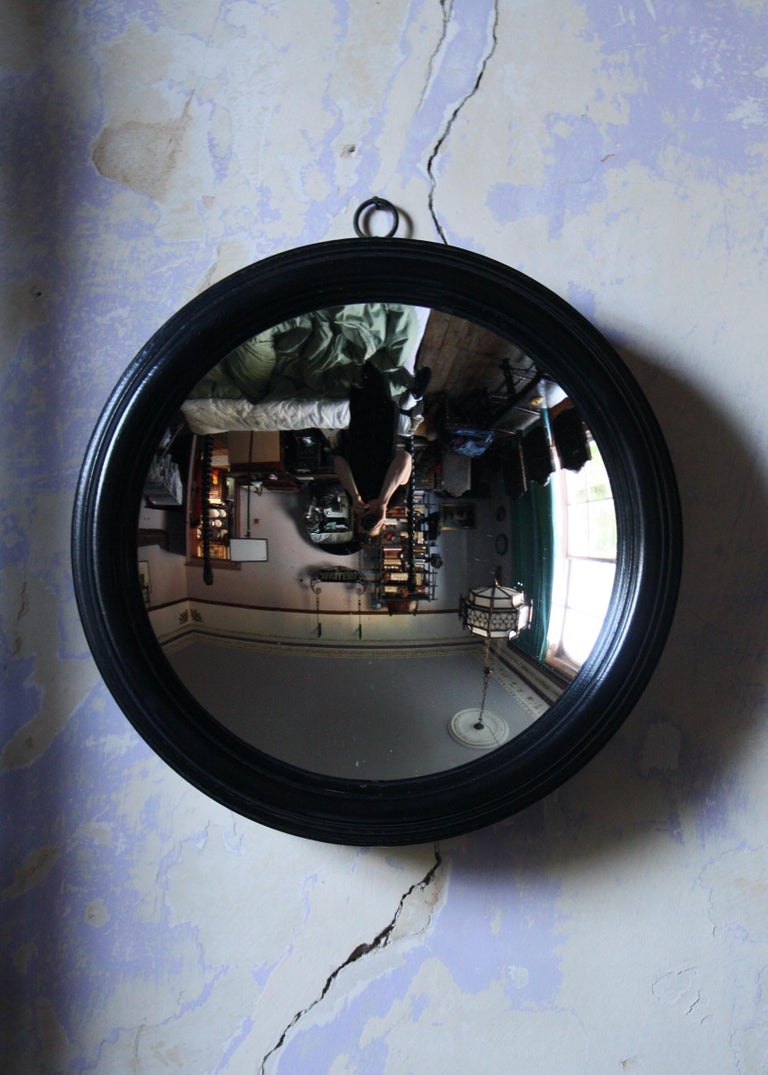 20th Century Ebonized Circular Concave Distortion Mirror at 1stDibs