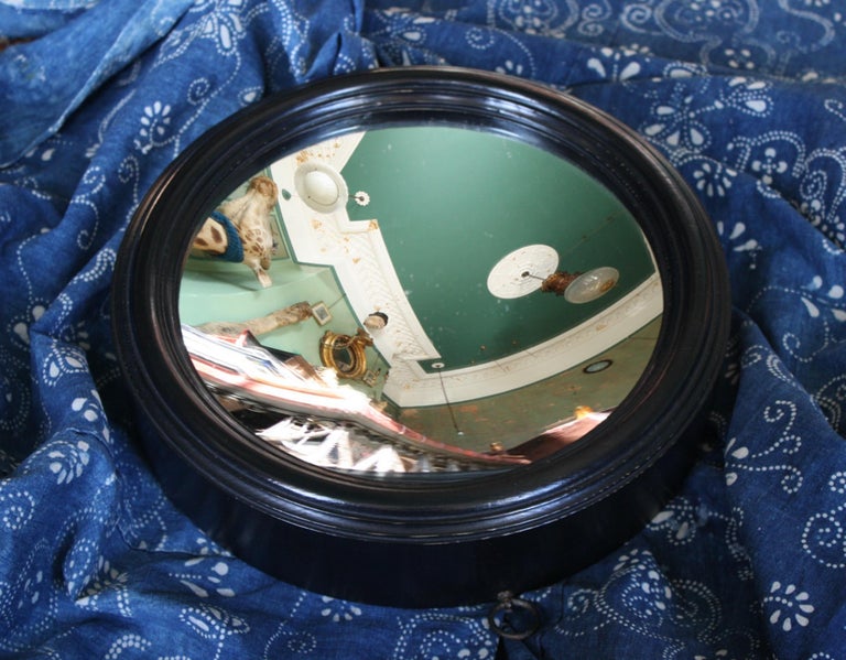 20th Century Ebonized Circular Concave Distortion Mirror at 1stDibs
