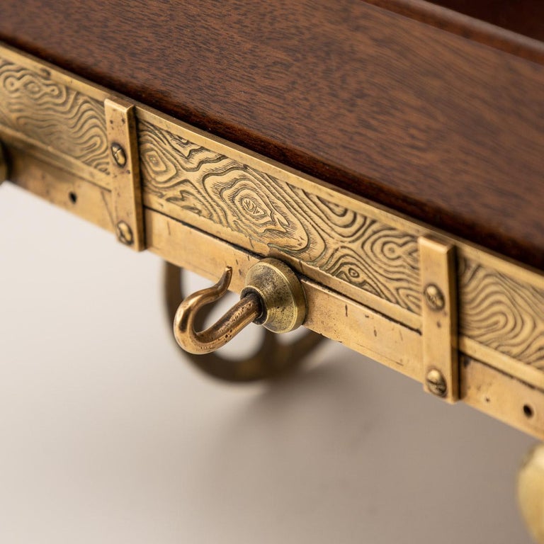 20th Century Edwardian Oak and Brass Railway Coal Wagon Cigar Cart, c ...