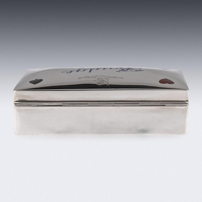 20th Century Edwardian Solid Silver and Enamel Bridge Game Box, C.1908 ...