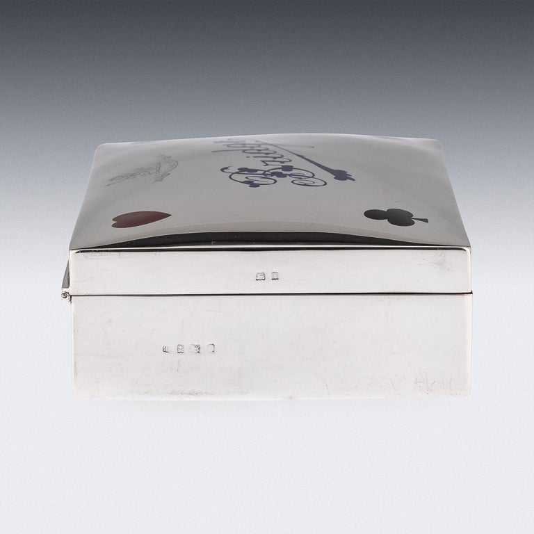 20th Century Edwardian Solid Silver and Enamel Bridge Game Box, C.1908 ...