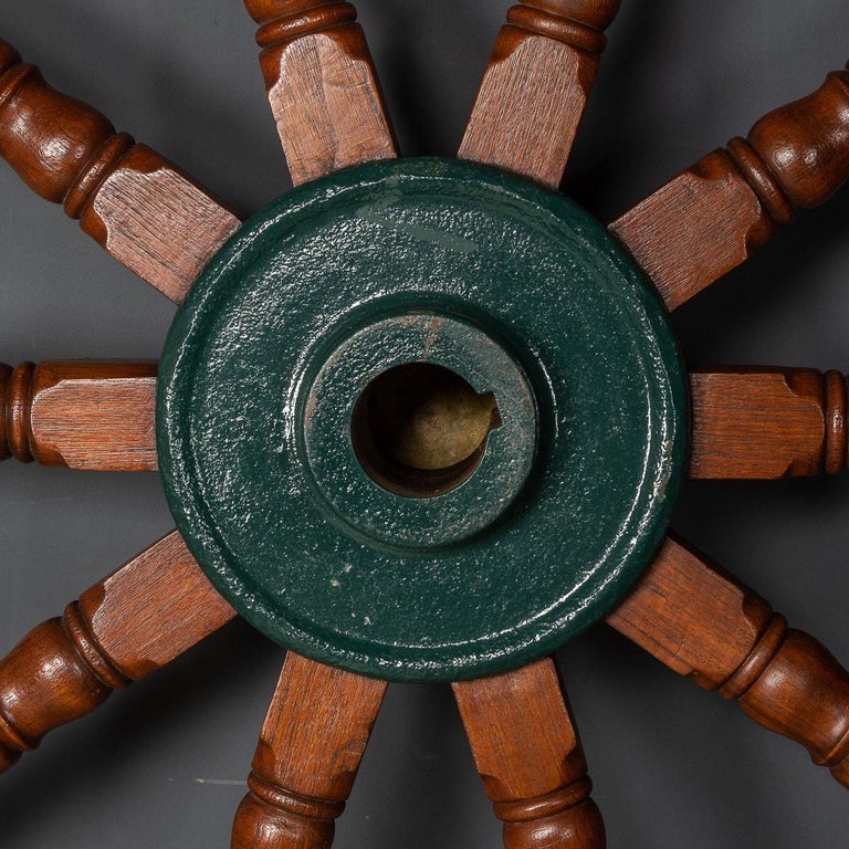 20th Century Edwardian Turned Teak and Brass Ship Wheel, c.1900 For ...