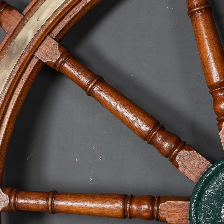 20th Century Edwardian Turned Teak and Brass Ship Wheel, c.1900 For ...