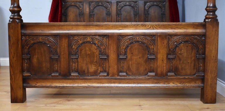 20th Century English Carved Oak Jacobean Style Four Poster Bed at ...