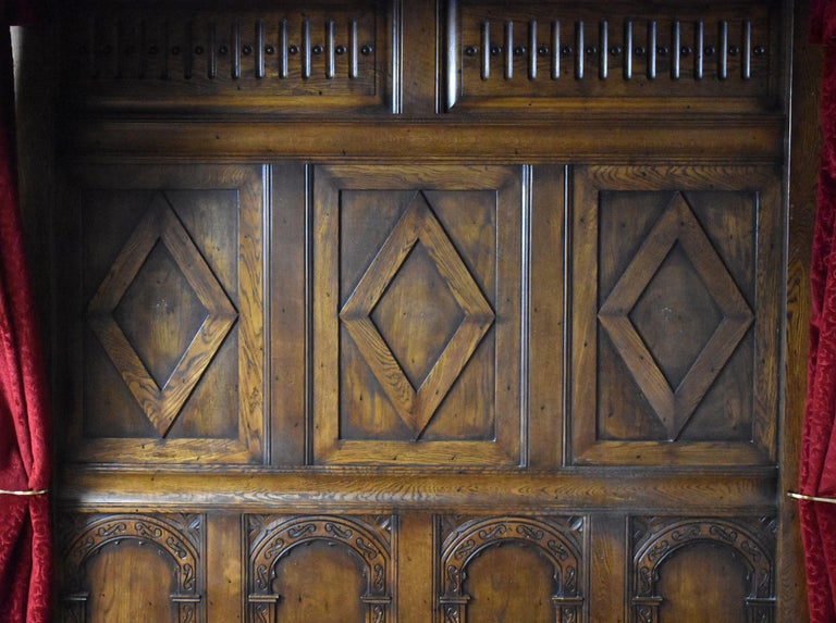 20th Century English Carved Oak Jacobean Style Four Poster Bed at 1stDibs