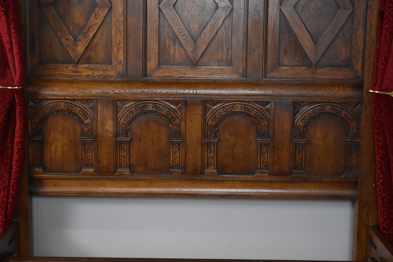 20th Century English Carved Oak Jacobean Style Four Poster Bed at 1stDibs