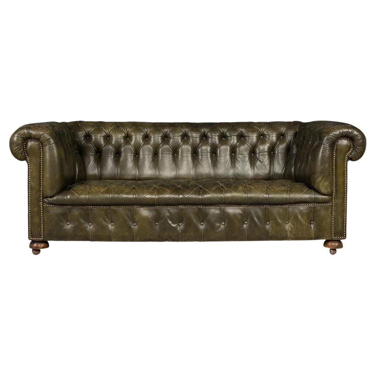 Luxurious Vintage Chesterfield Tufted Leather Sofa by Baker at 1stDibs