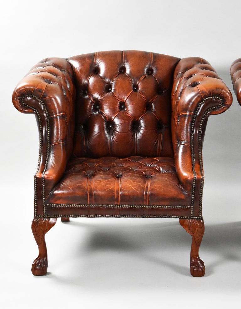 20th Century English Leather Chesterfield Suite For Sale at 1stDibs