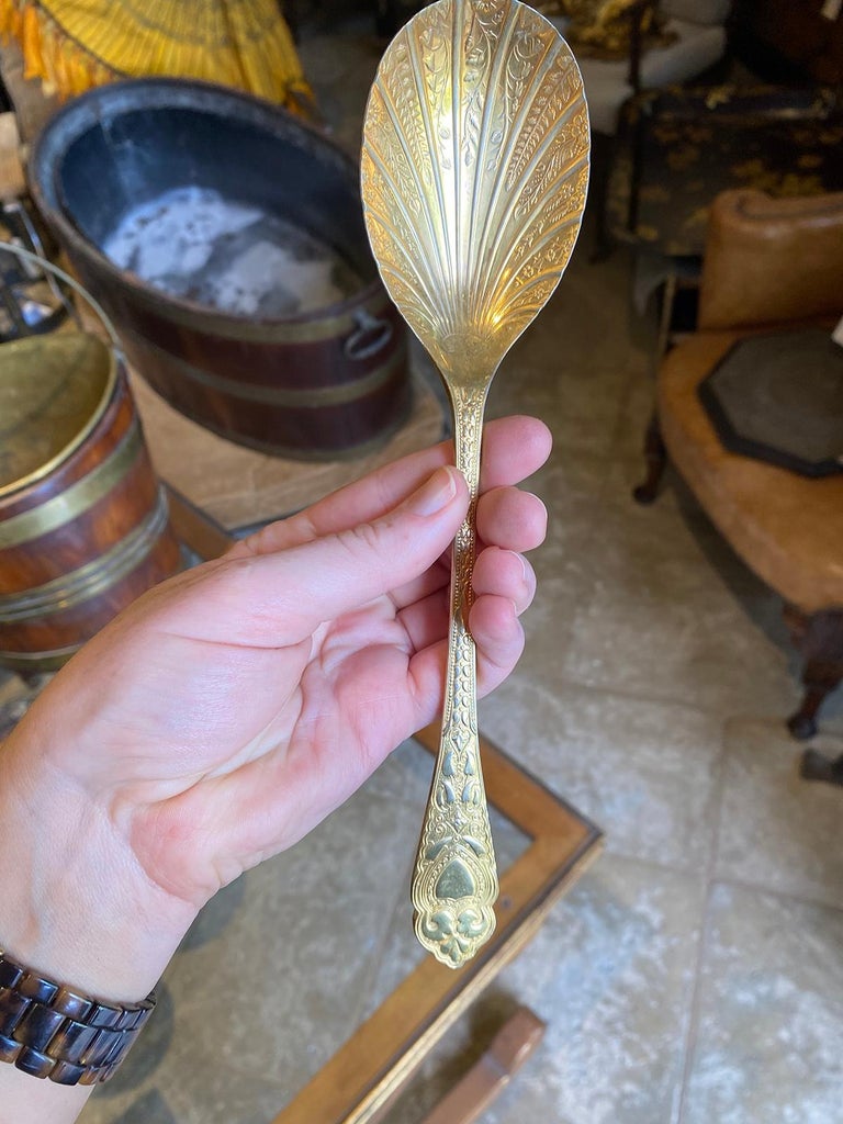 20th Century English Sheffield Gold Spoon, Marked For Sale at 1stDibs