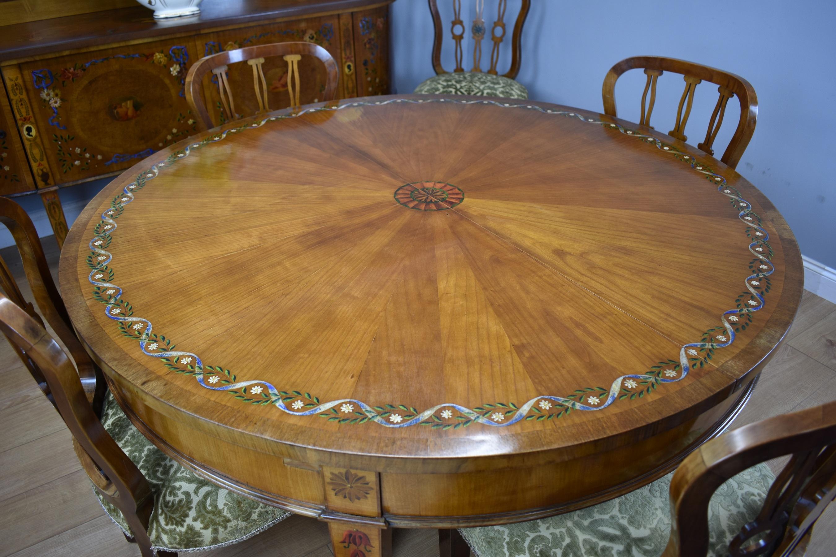 20th Century English Sheraton Style Satinwood and Painted Dining Suite ...