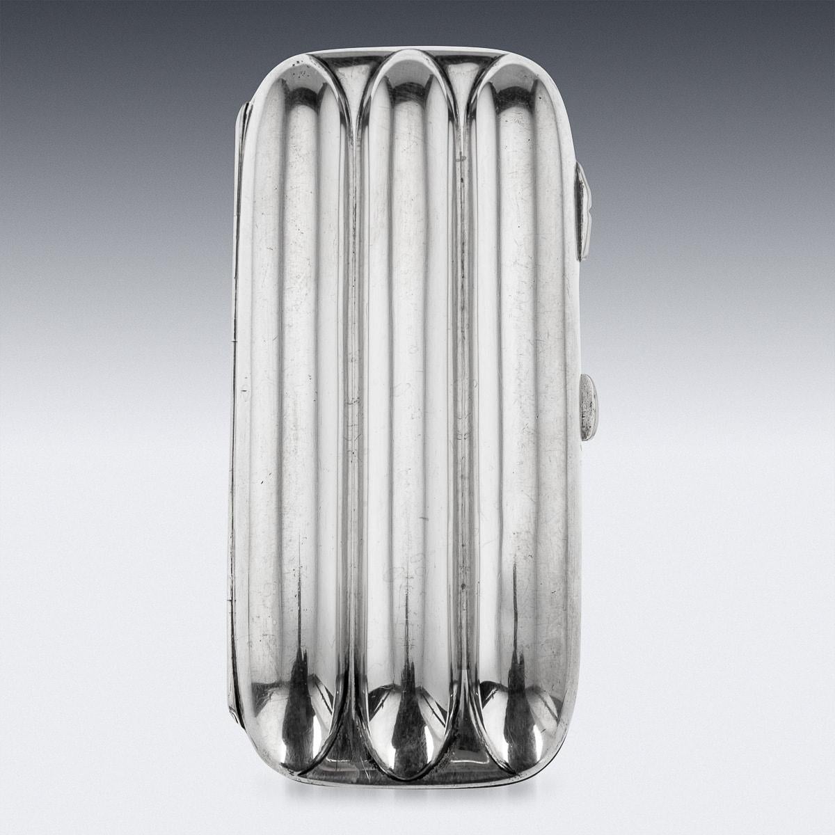 20th Century English Solid Silver Cigar Case, Birmingham, c.1917 For ...