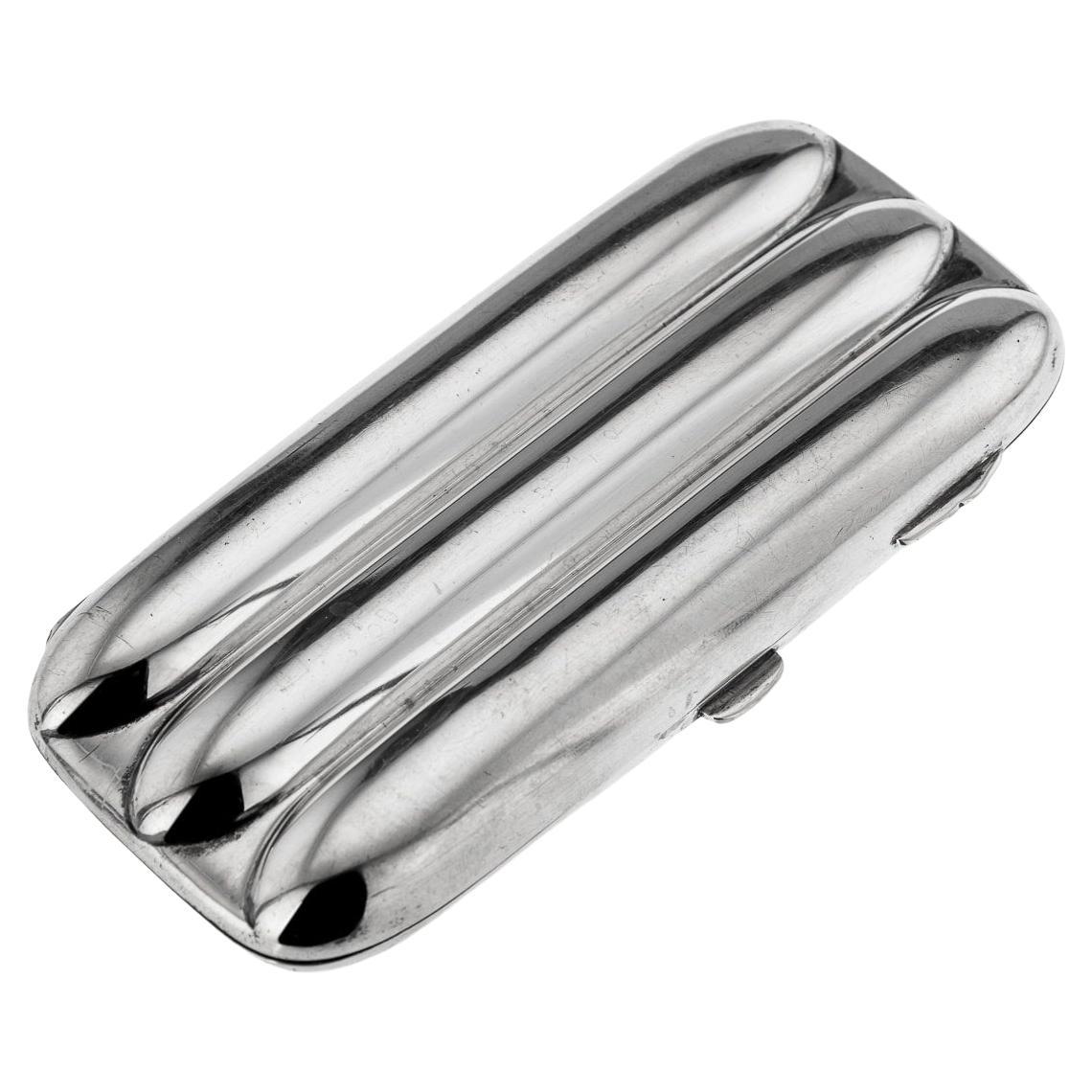 20th Century English Solid Silver Cigar Case, Birmingham, c.1917 For ...