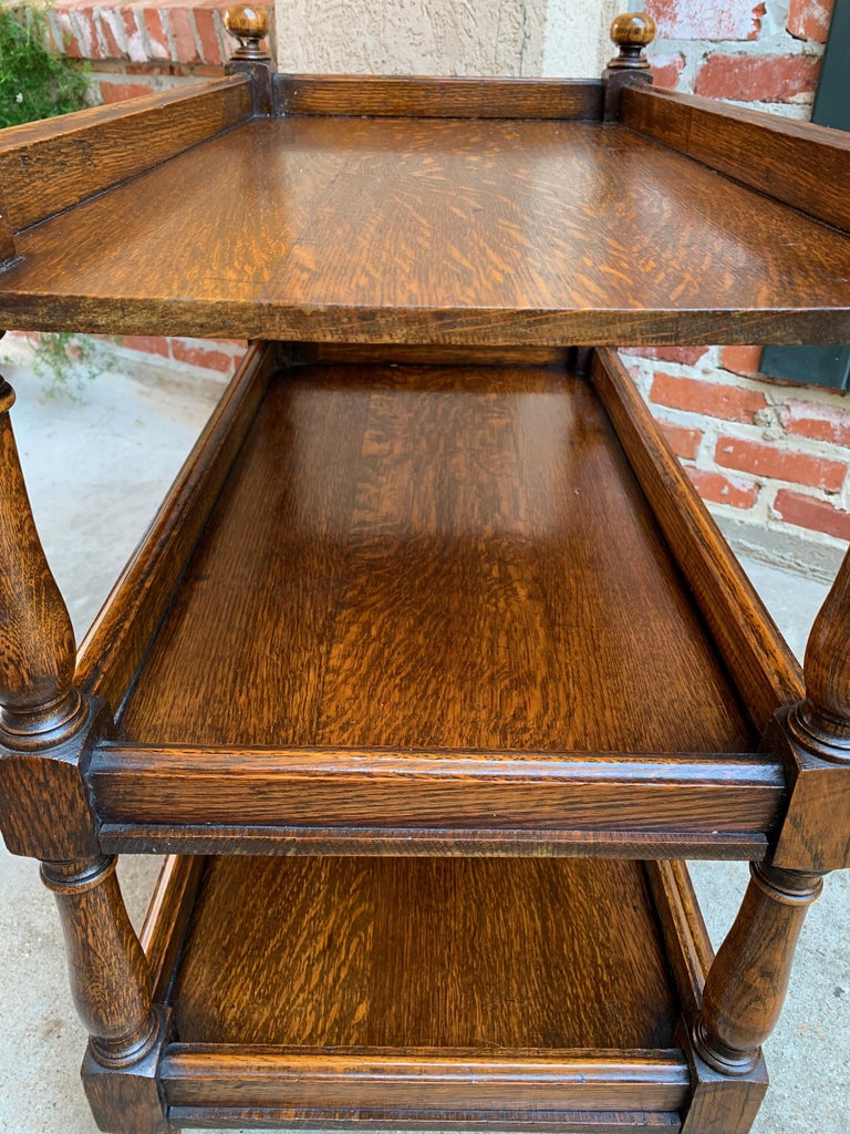 20th Century English Tiger Oak Tea Drinks Trolley Cart Serving Table ...