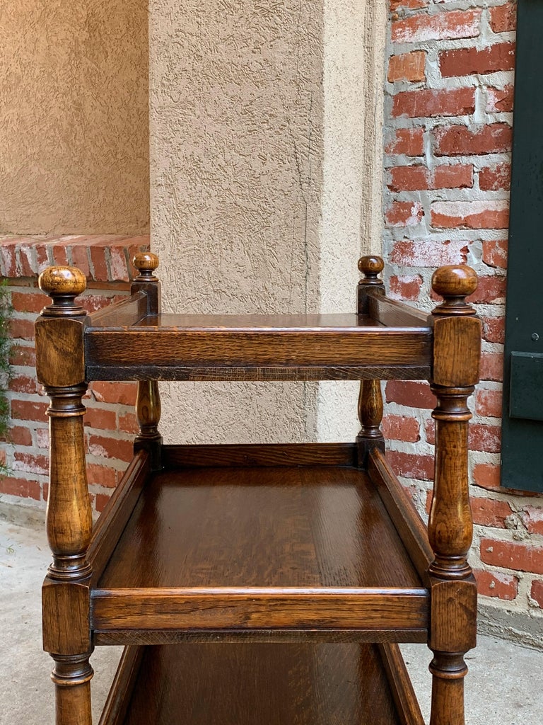 20th Century English Tiger Oak Tea Drinks Trolley Cart Serving Table ...