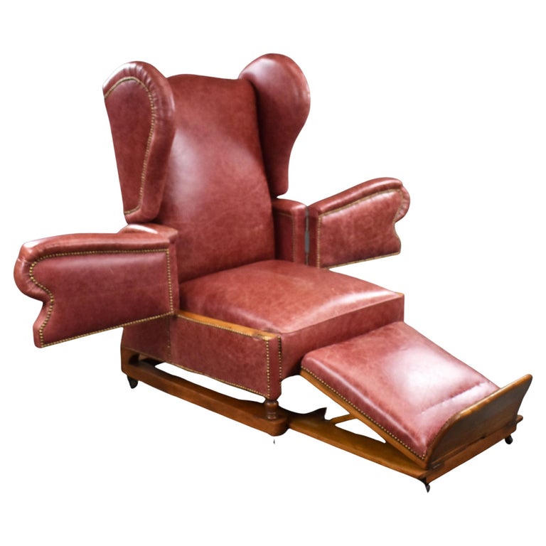 20th Century English Victorian Reclining Leather Chair at 1stDibs