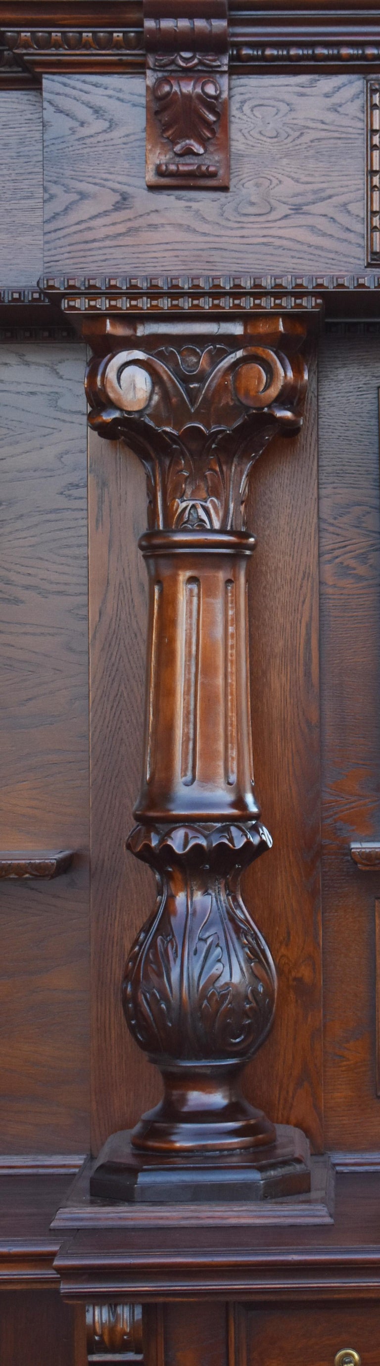 20th Century English Victorian Style Carved Oak Front and Back Bar For ...