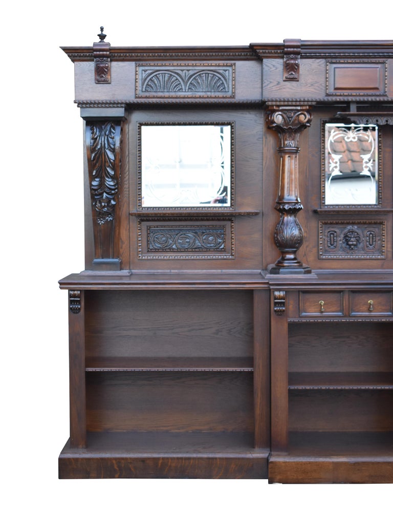 20th Century English Victorian Style Carved Oak Front and Back Bar For ...