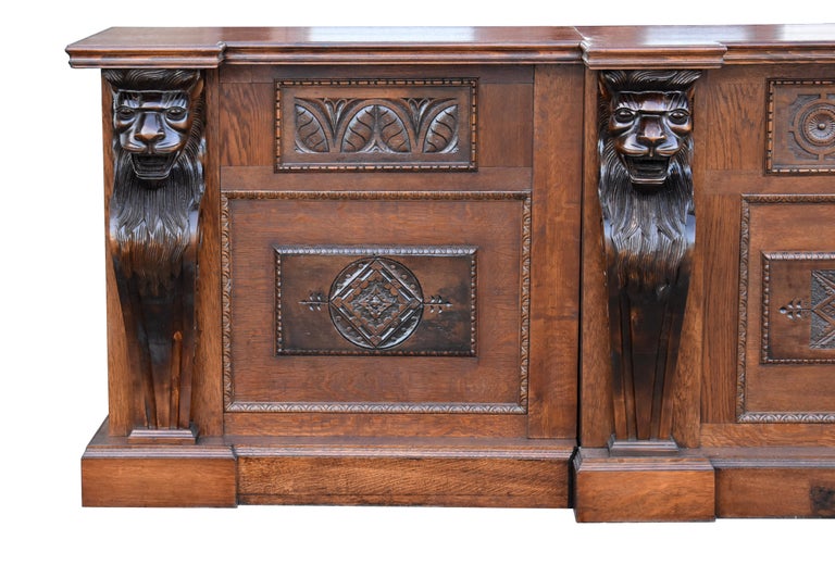 20th Century English Victorian Style Carved Oak Front and Back Bar For ...