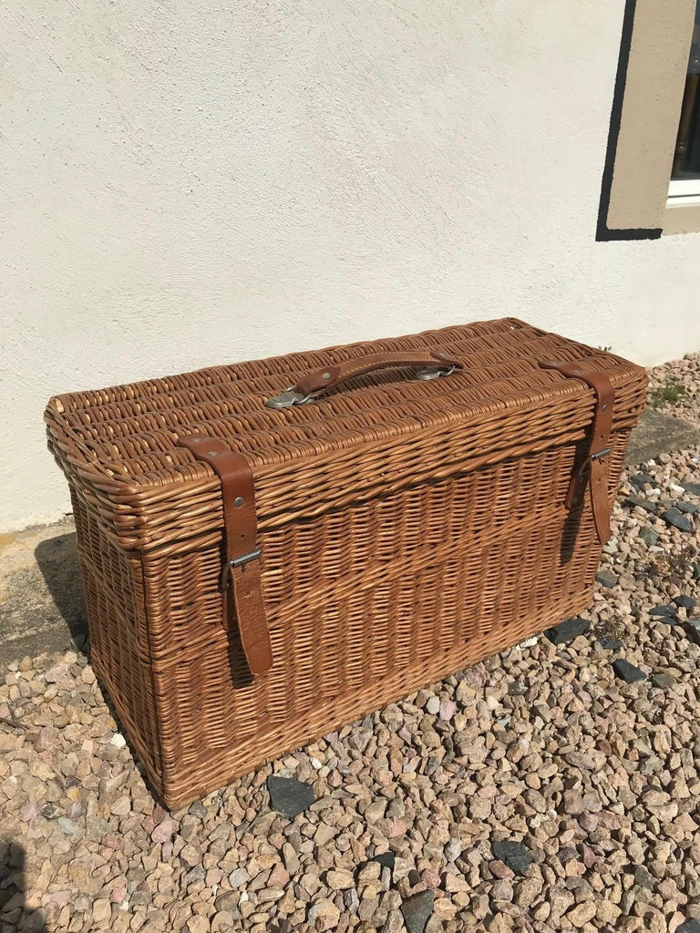 20th Century English Wicker Picnic Basket, 1950s at 1stDibs | coracle ...