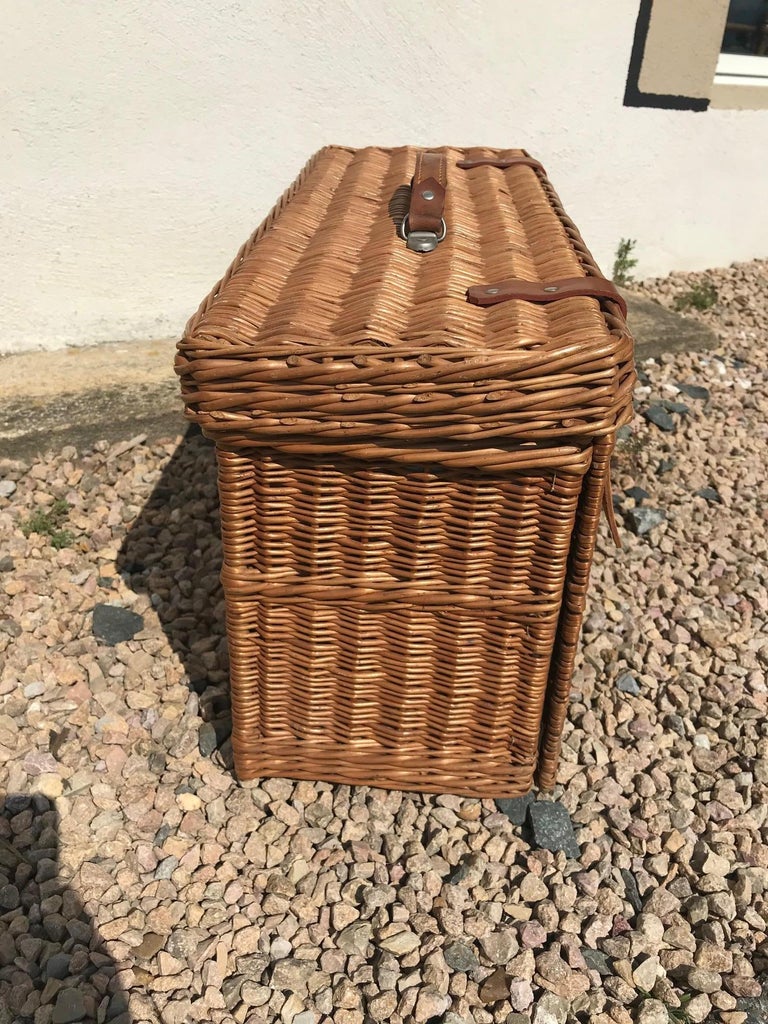 20th Century English Wicker Picnic Basket, 1950s at 1stDibs | coracle ...