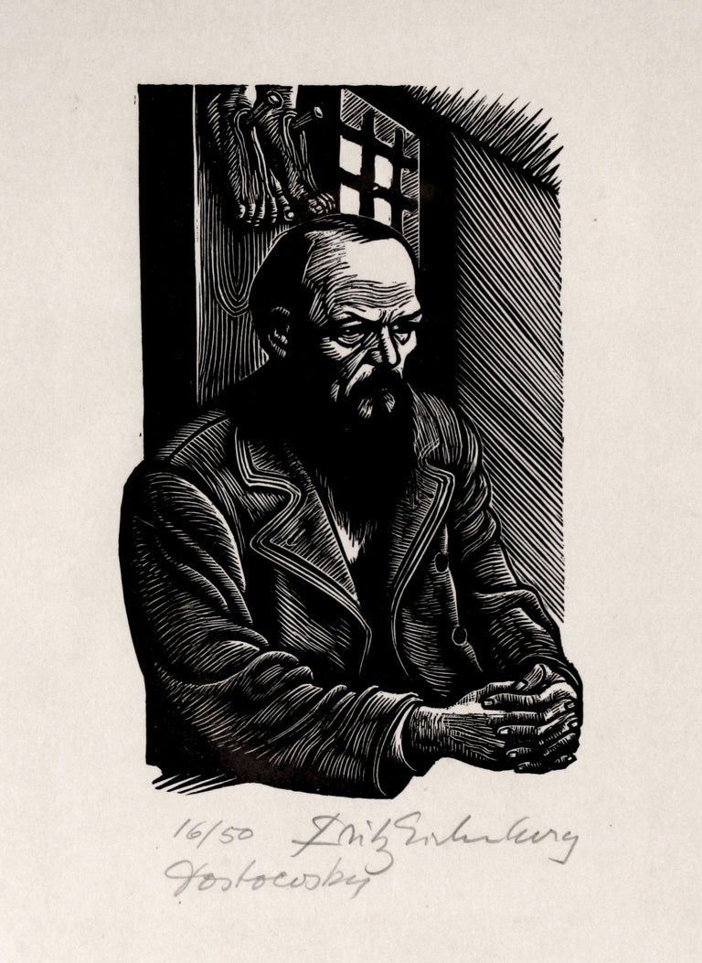 20th Century Engraving "Dostoevsky" by Fritz Eichenberg For Sale at 1stDibs