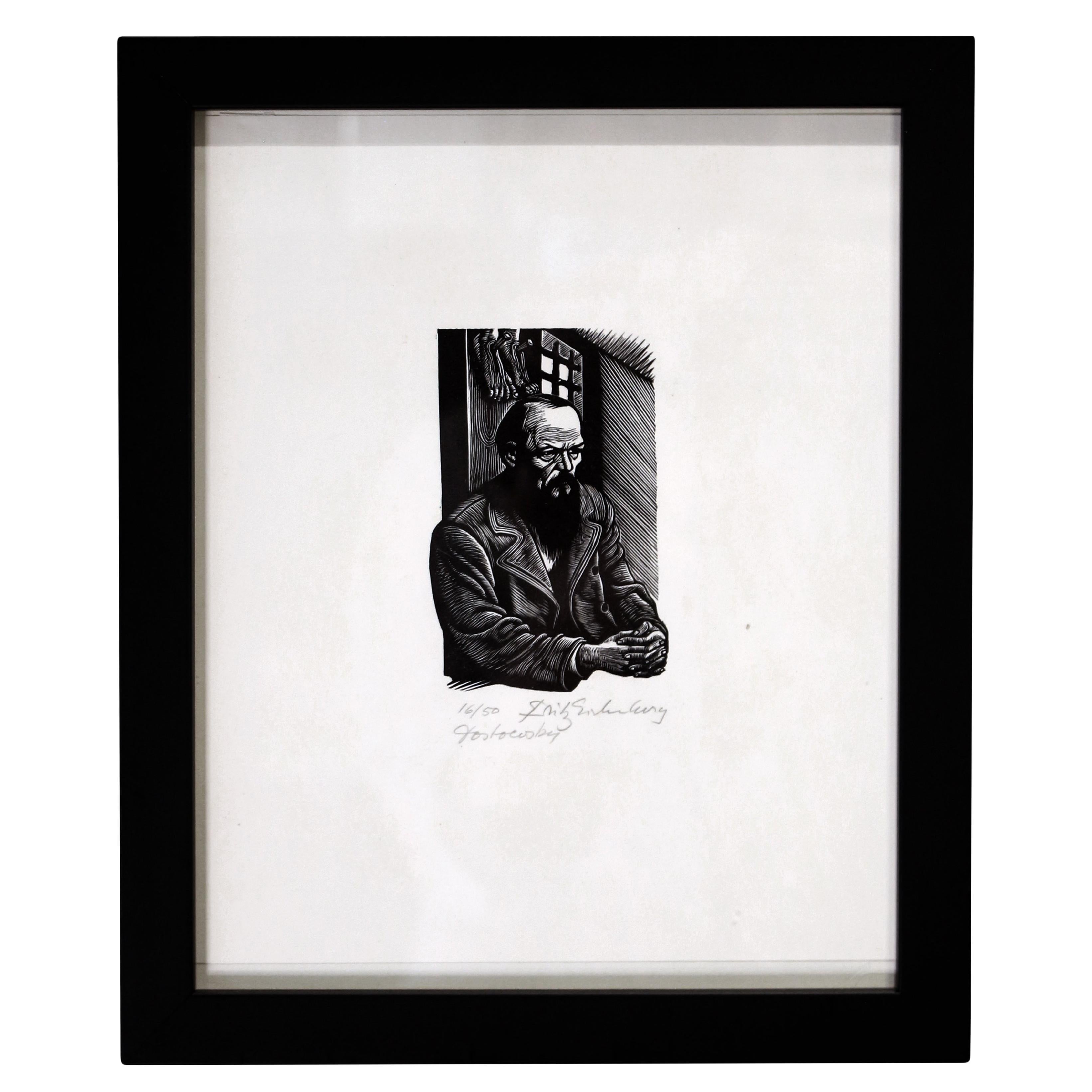 20th Century Engraving "Dostoevsky" by Fritz Eichenberg For Sale at 1stDibs